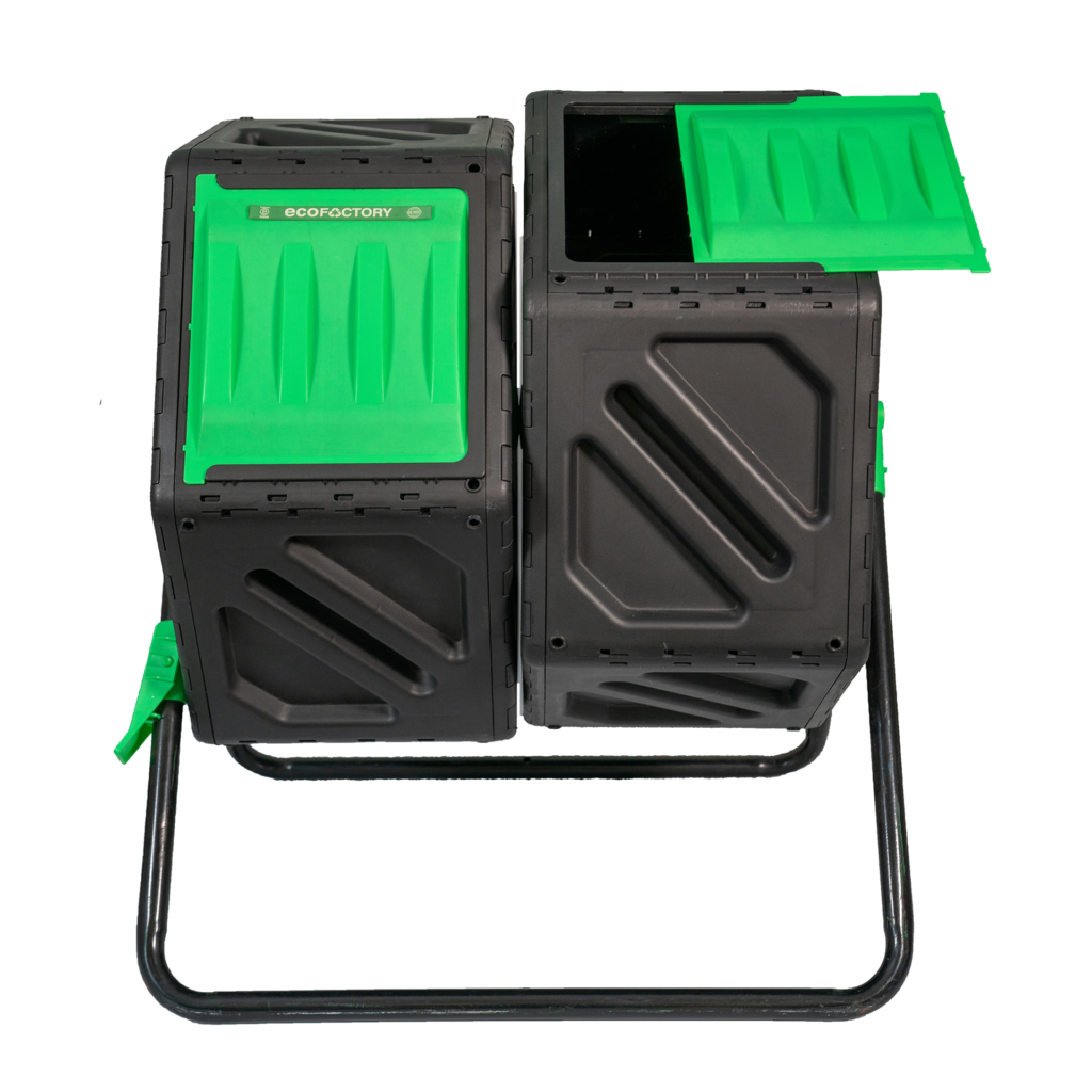 COMBO 2: COMPOSTERA GIRATORIA DOBLE 120L + 2 BANDEJAS PLÁSTICAS + PALA ...